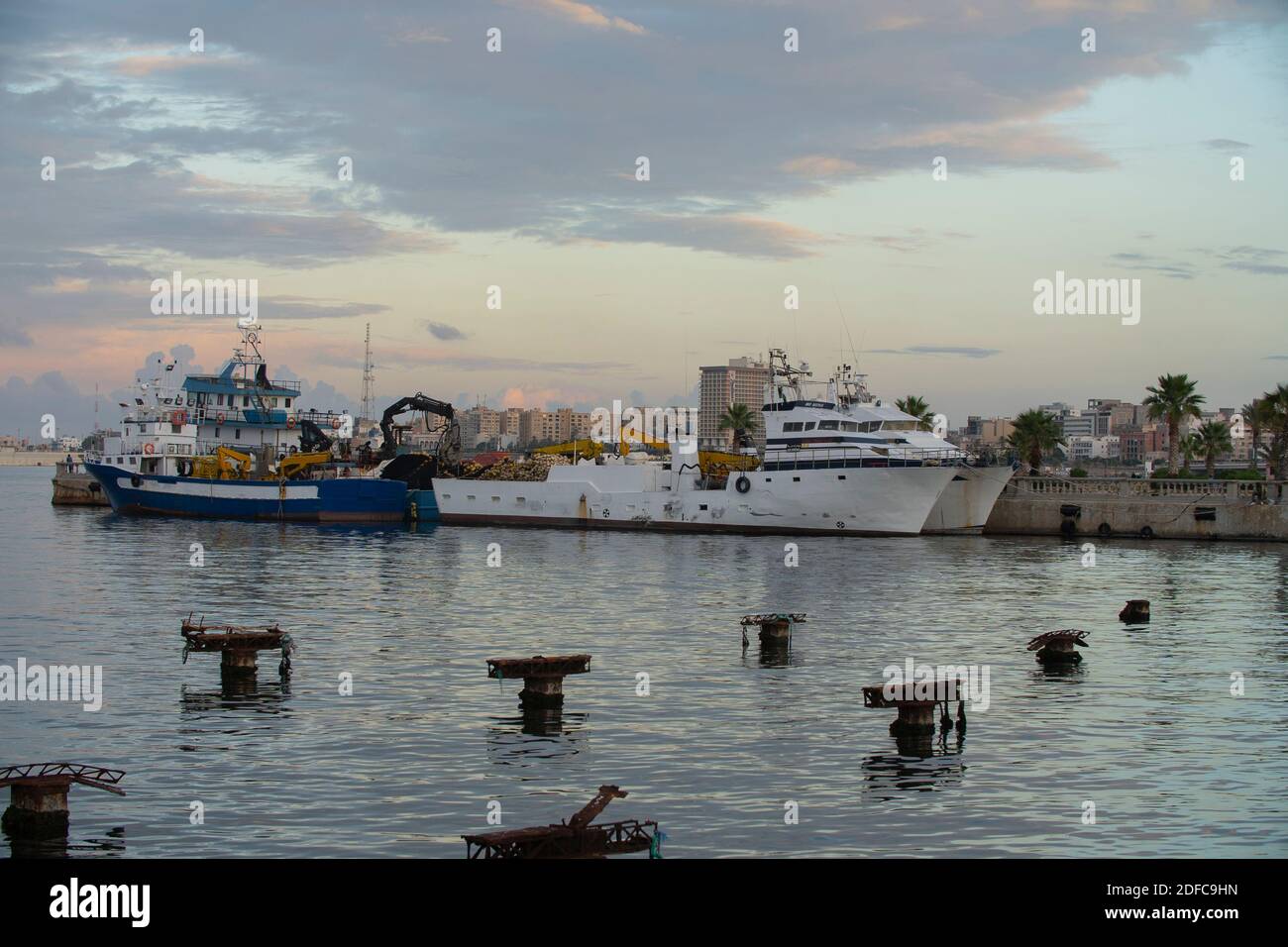 Tripoli, Libya - November 25, 2020: The port of Tripoli during sunset ...