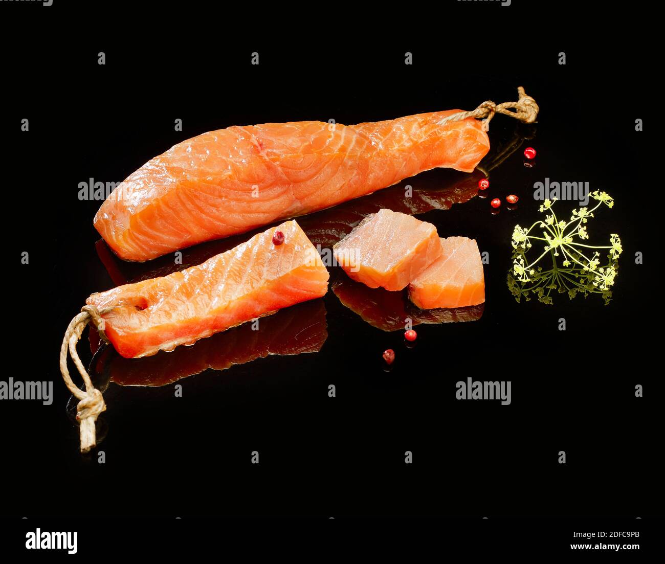 Salmon Pave with string Stock Photo - Alamy
