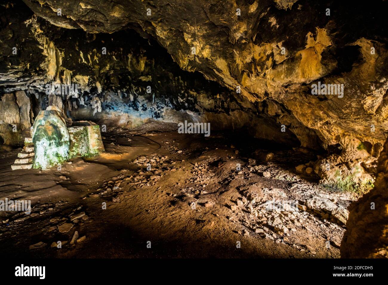 Greece, Crete, Chania, Acroterra, Arkoudospilio cave and chapel Stock ...