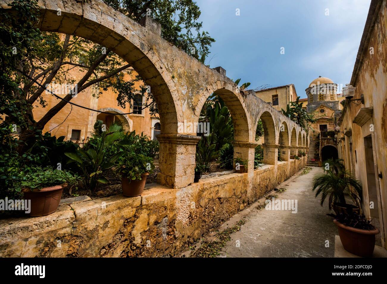 Greece, Crete, Chania, Acroterra, Agia Triada orthodox monastery Stock ...