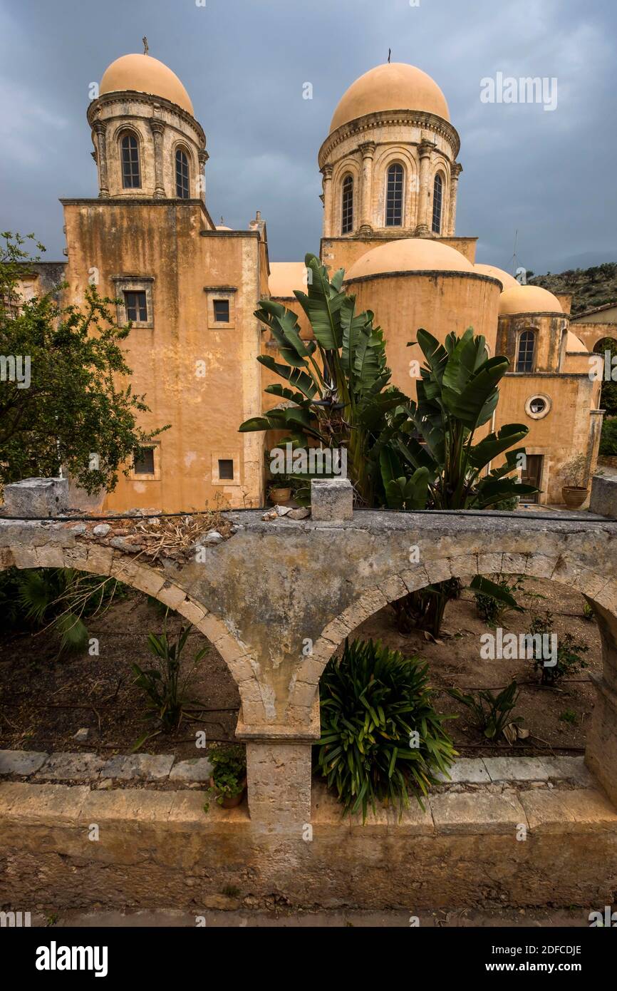 Greece, Crete, Chania, Acroterra, Agia Triada orthodox monastery Stock ...