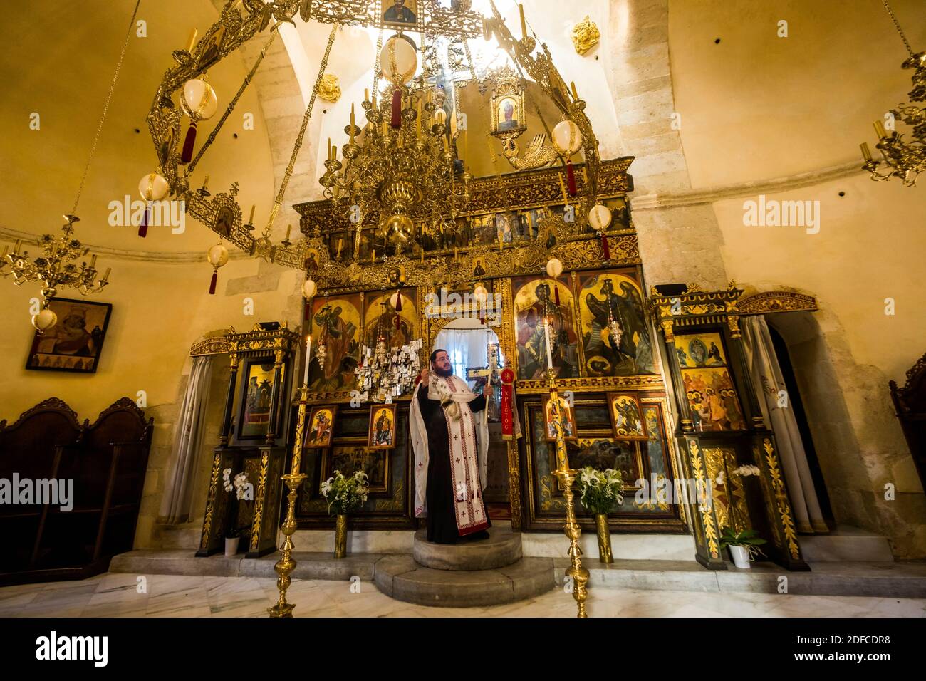 Greece, Crete, Kolimbari, Rodopou Peninsula, orthodox monastery Gonia ...