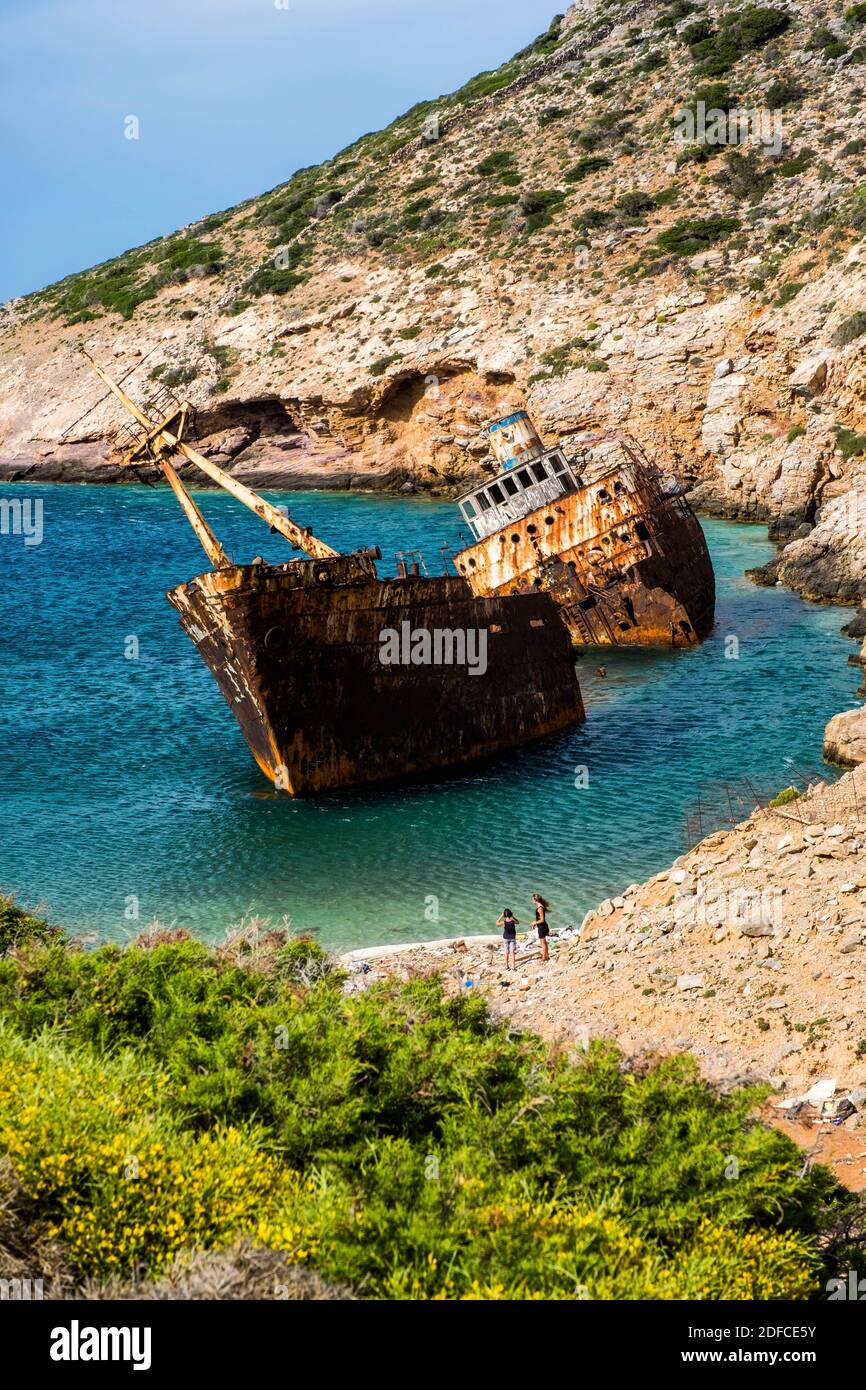 Greece, Egean Sea, Eastern Cyclades archipelago, Amorgos island ...