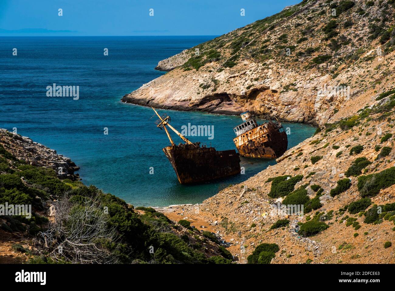 Greece, Egean Sea, Eastern Cyclades archipelago, Amorgos island ...