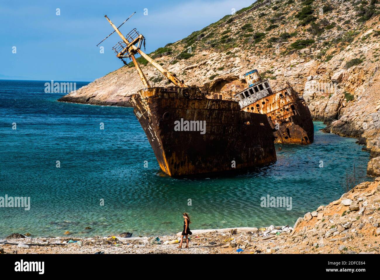 Greece, Egean Sea, Eastern Cyclades archipelago, Amorgos island ...