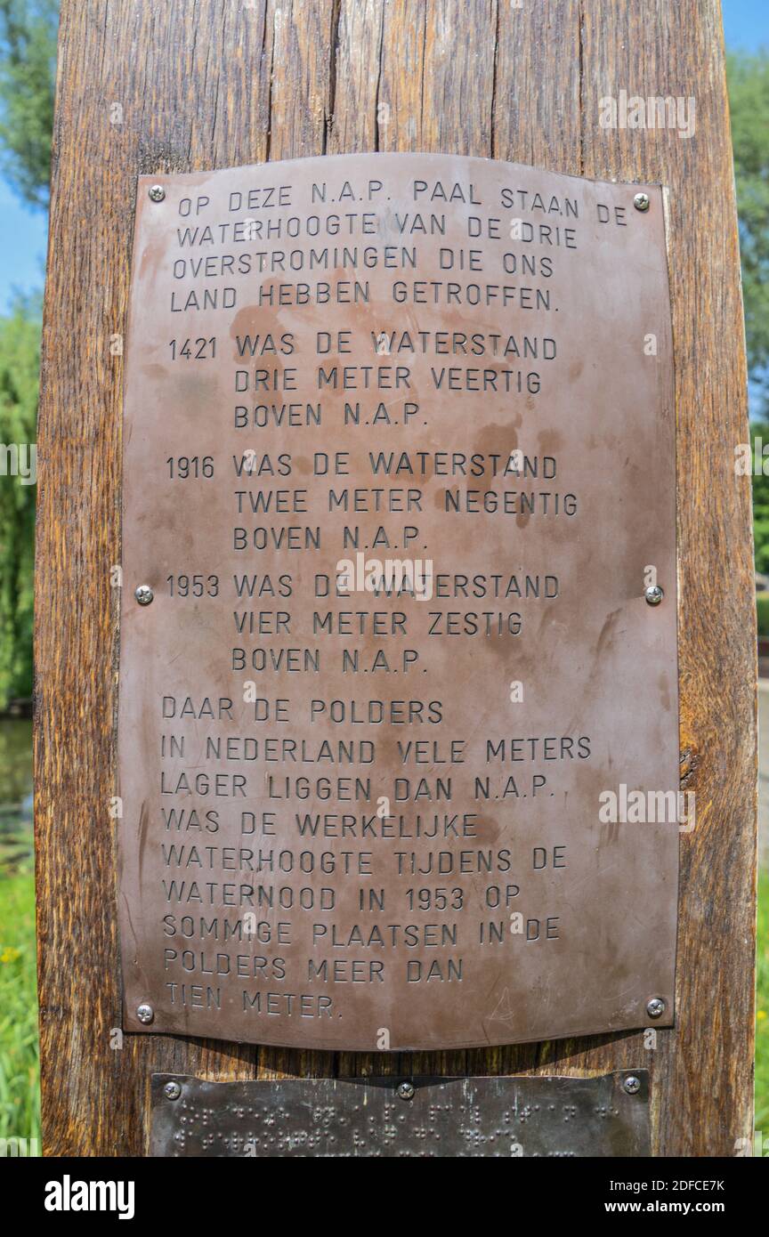 Amsterdam Ordnance Datum Information Sign At Amsterdam The Netherlands ...