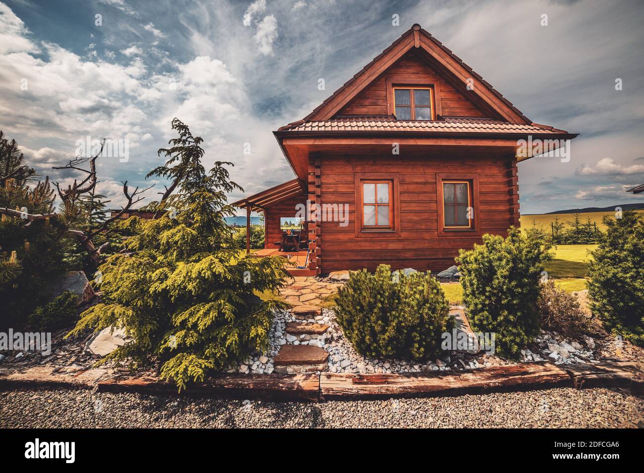 wooden cottage in beautiful nature Stock Photo - Alamy