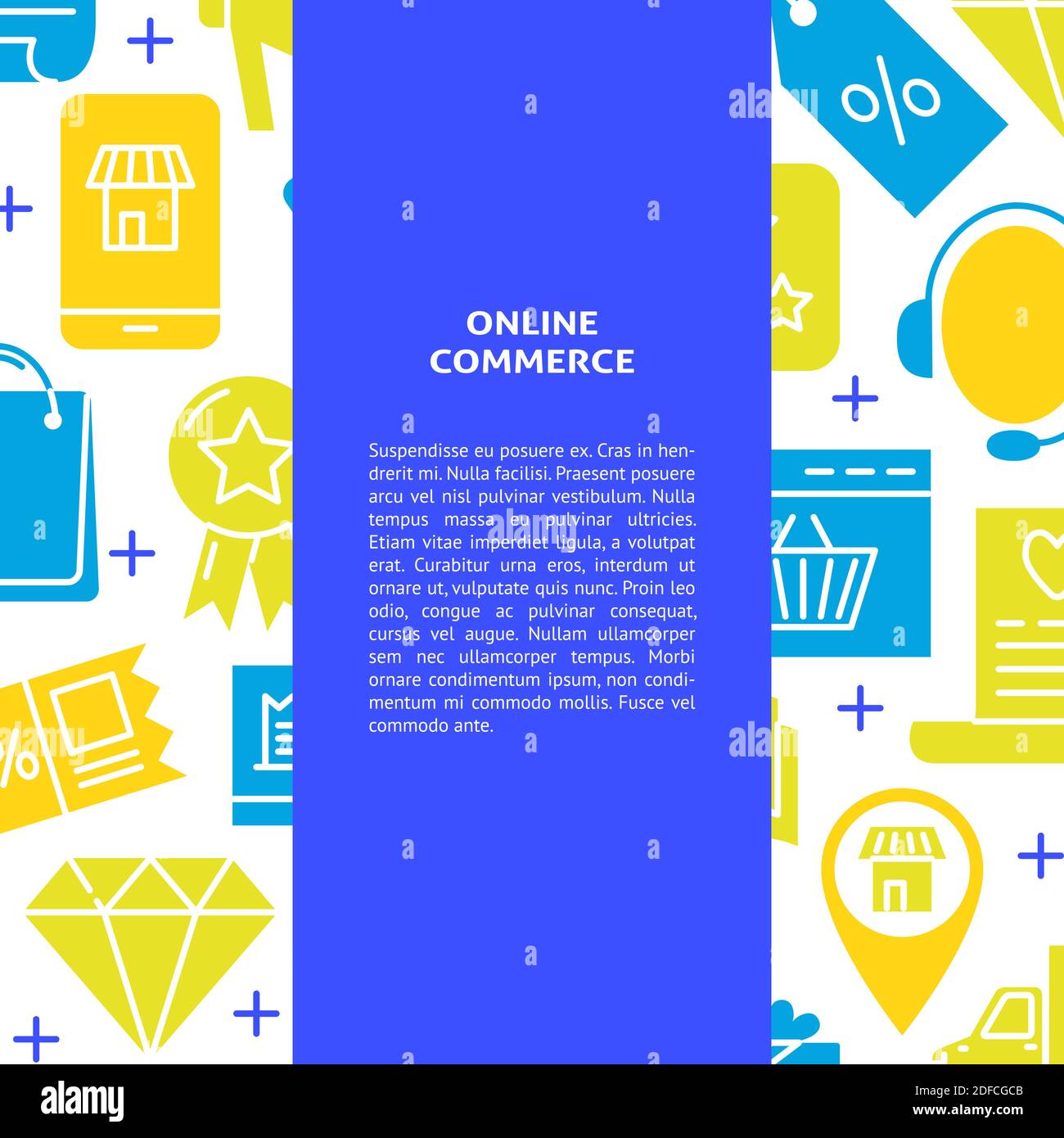 Online commerce banner in flat style with place for text. Internet ...