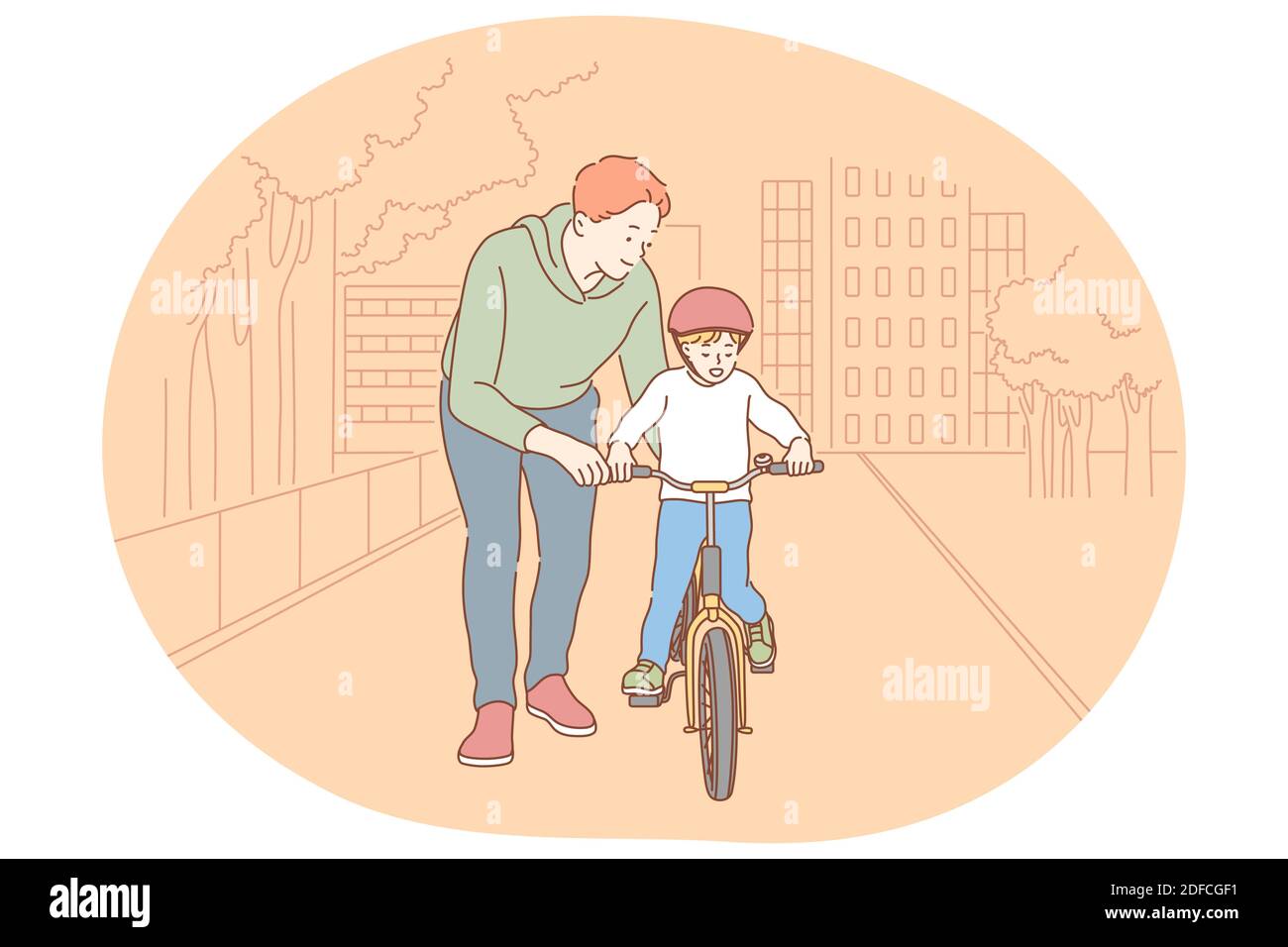 Father, Fathers day, activities with children concept Stock Vector ...