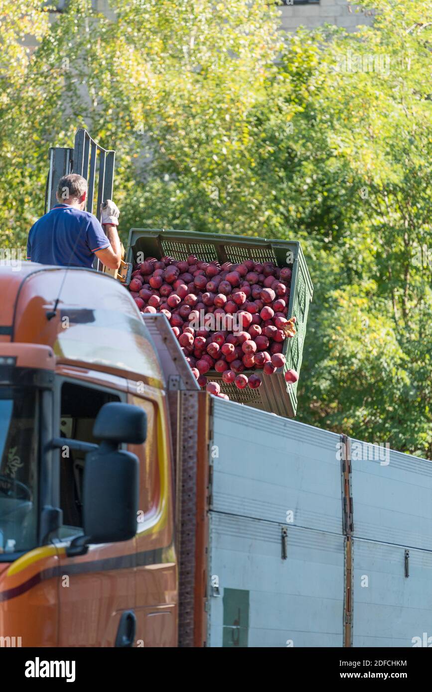 Loading crates truck hi-res stock photography and images - Alamy