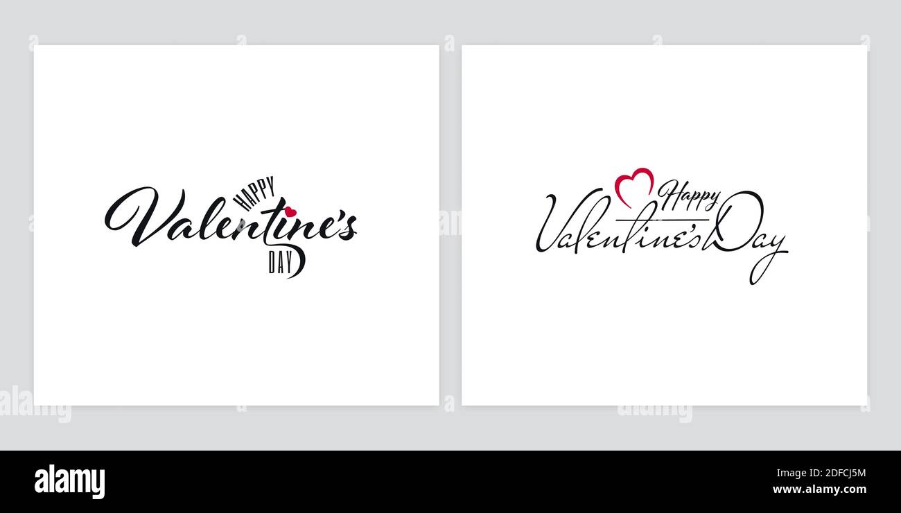 Typographic logo set for Valentines Day on white background. Greeting ...
