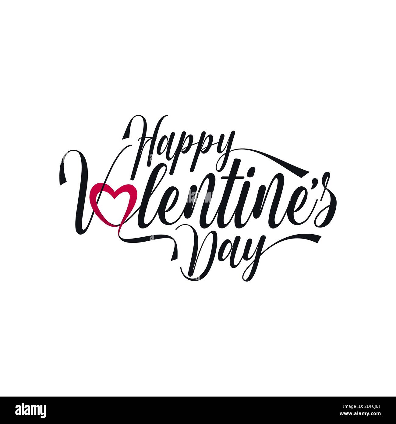 Happy Valentines Day curly handwriting logo template on white ...