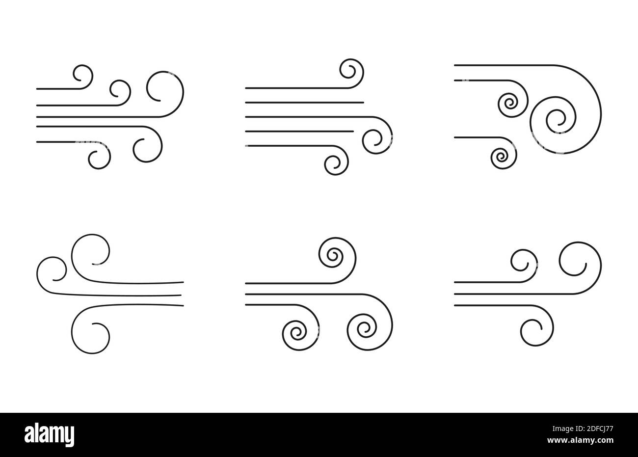 Wind icons set. Wave swirl weather vector simple icon collection ...