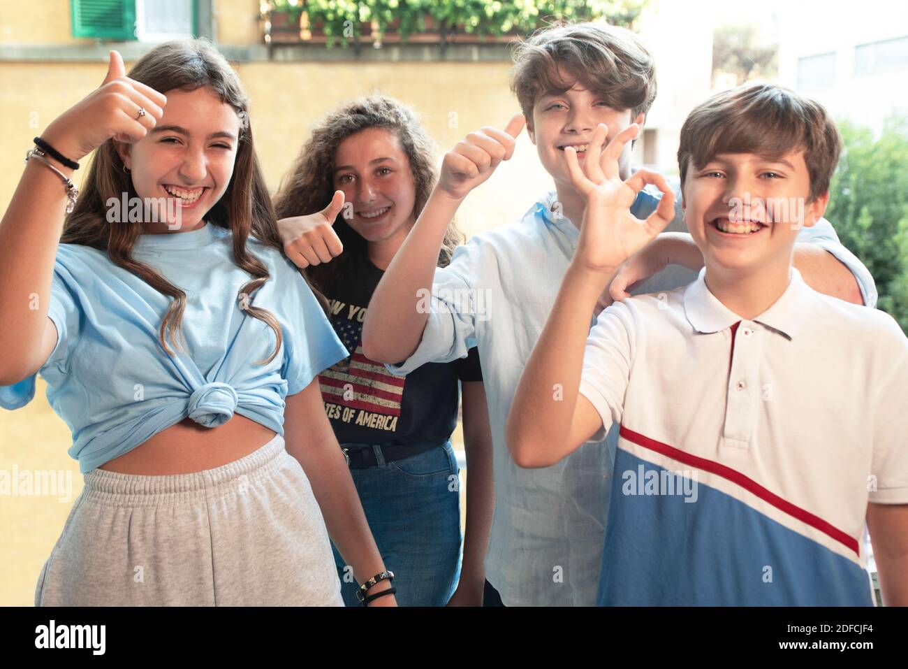 Young friends teenagers taking photo making happy faces Youth ...