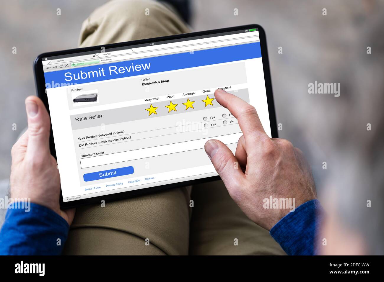 Survey Questionnaire Poll Form Fill On Tablet Computer Stock Photo - Alamy