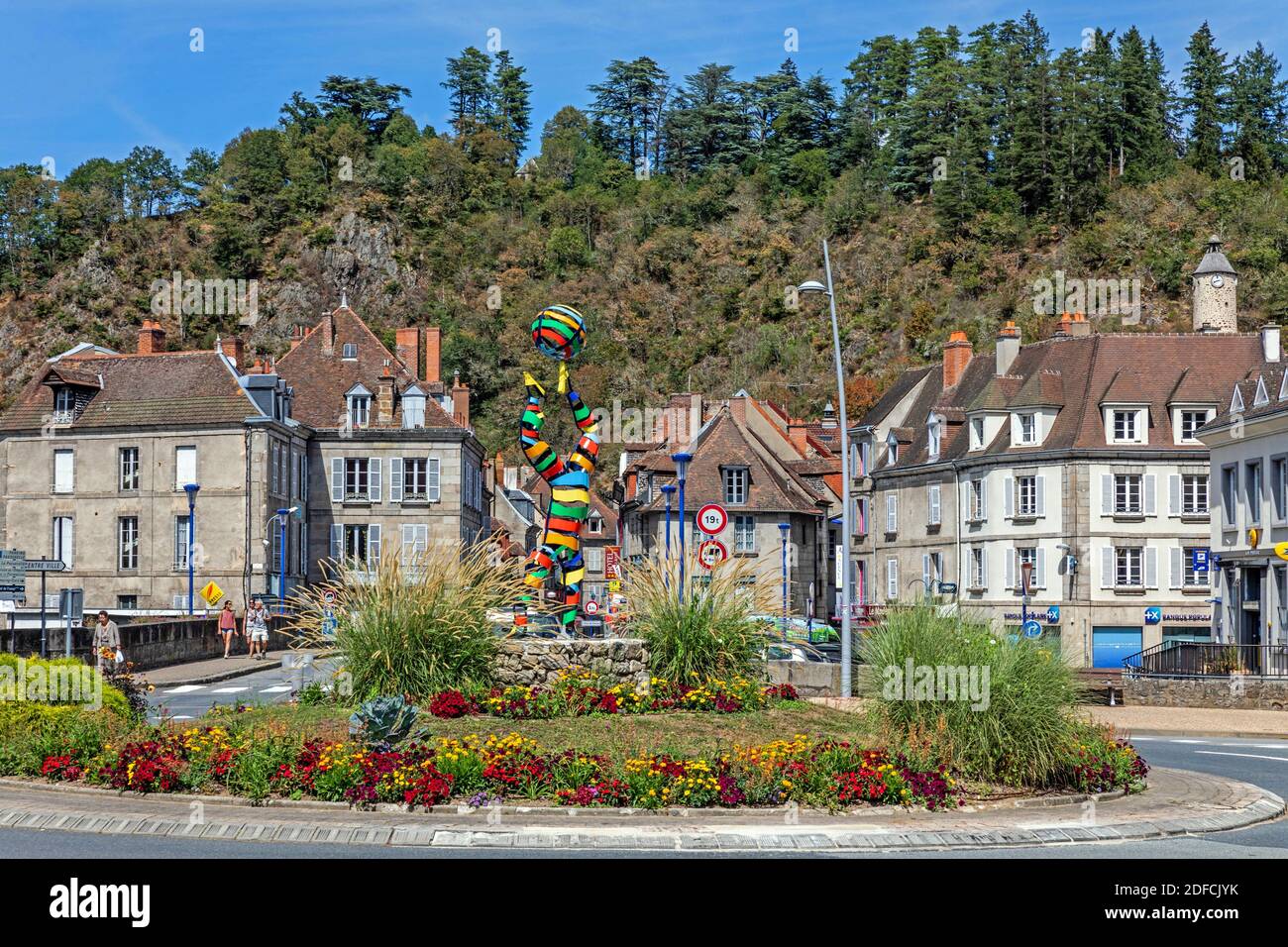 MAURICE DAYRAS ROUNDABOUT, TOWN OF AUBUSSON, CREUSE, FRANCE Stock Photo ...