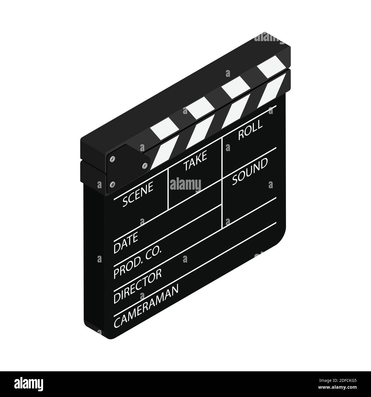 Film clapper board isolated on white background. Blank movie cinema ...