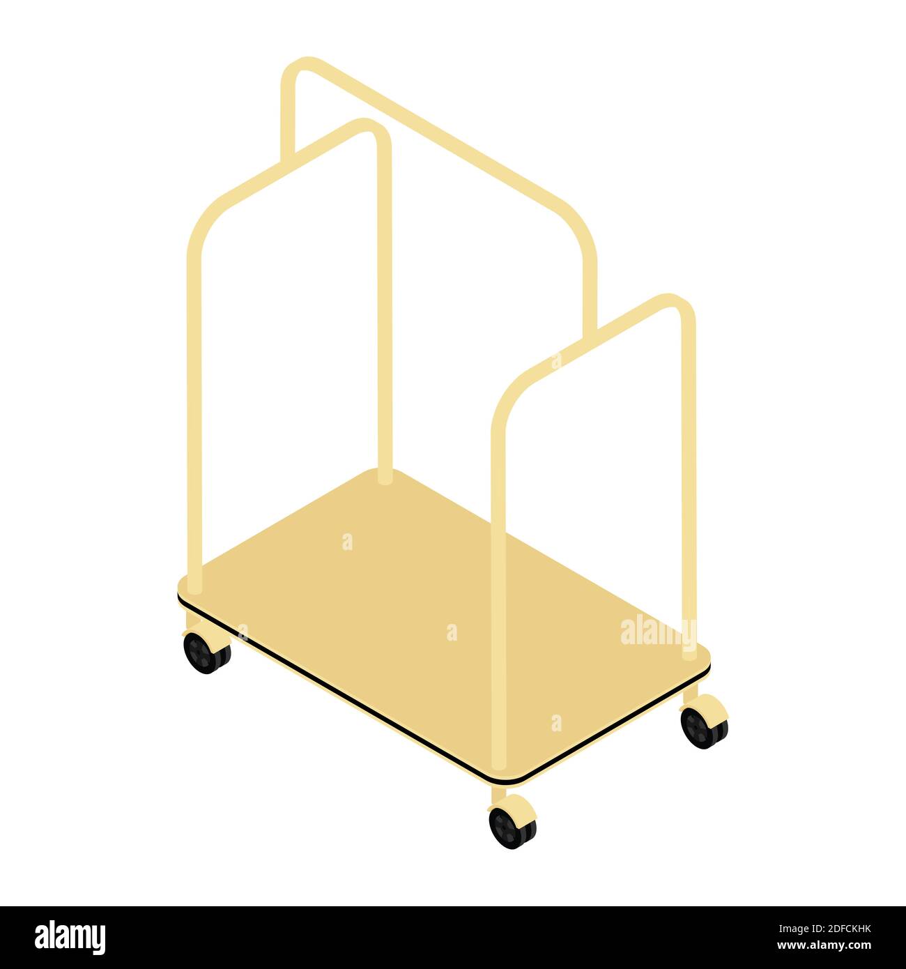 Vector illustration of empty hotel luggage cart. Luggage trolley ...