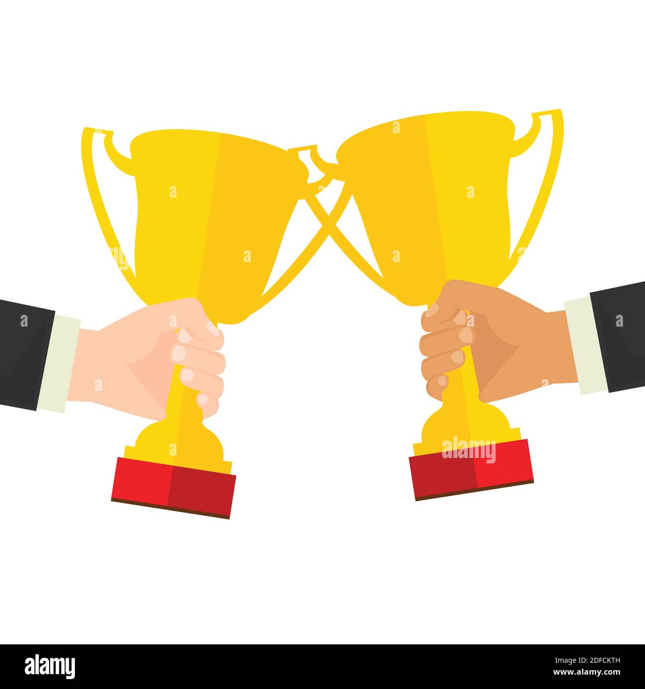 Winners hands holding winner victory golden cup. Winning cup in hand ...