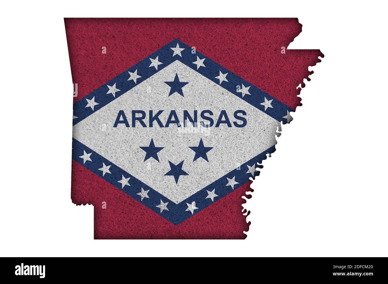 Map and flag of Arkansas on felt Stock Photo - Alamy
