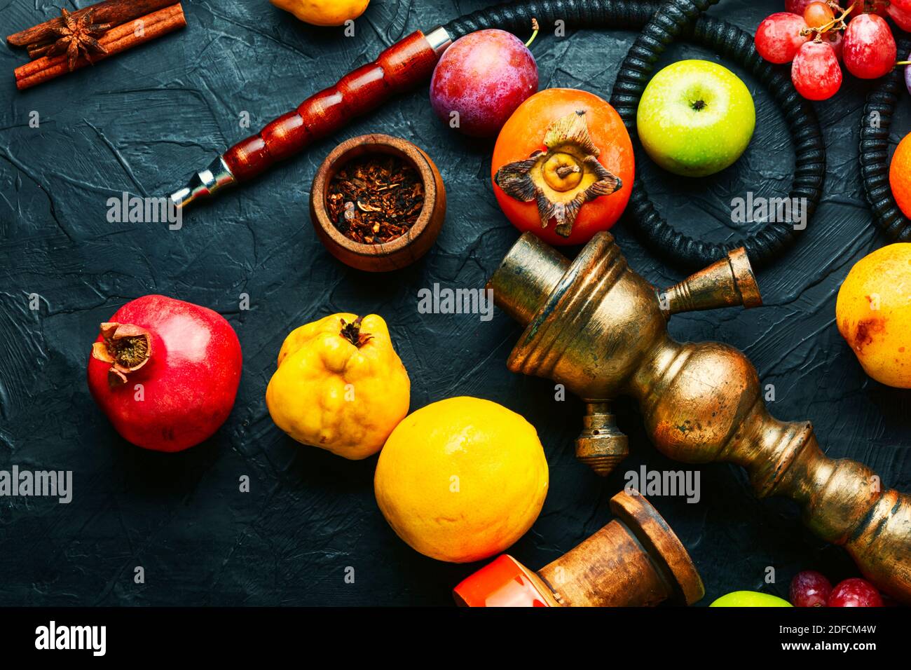 Smoking hookah with fresh fruit aroma.Tobacco fruit shisha Stock Photo ...