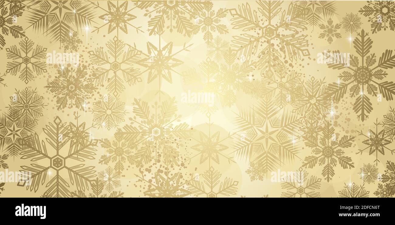 Sweet winter gold snowflakes full vector background Stock Photo - Alamy