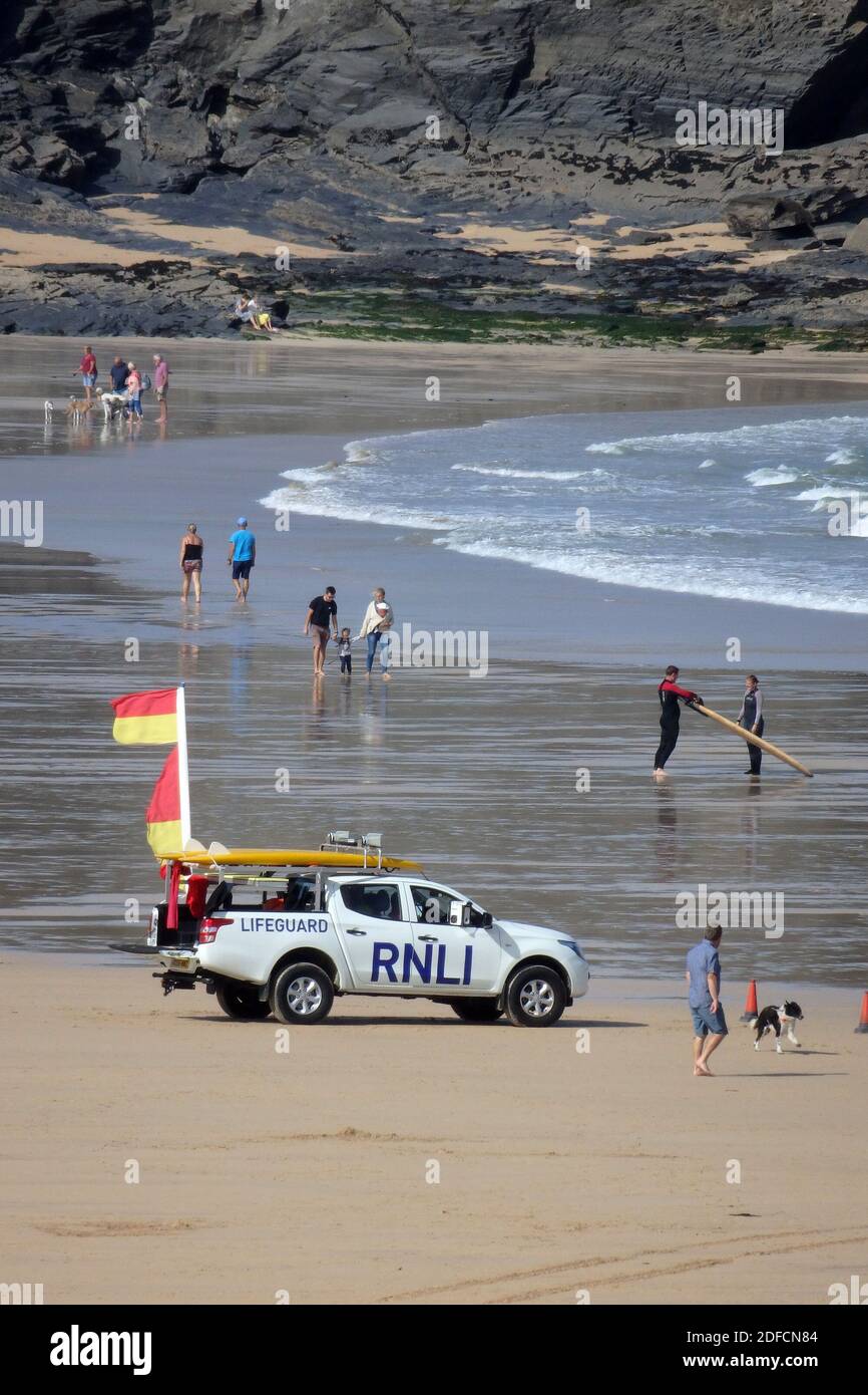 RNLI Mitsubishi L200 Pick Up Truck Commercial Vehicle at Harlyn Bay ...