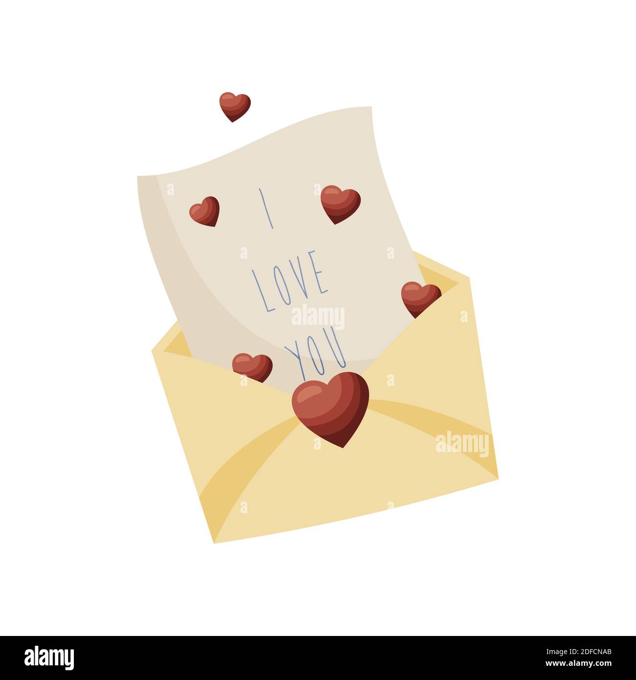 Love letter with envelope for Valentines day. Vector illustration Stock ...