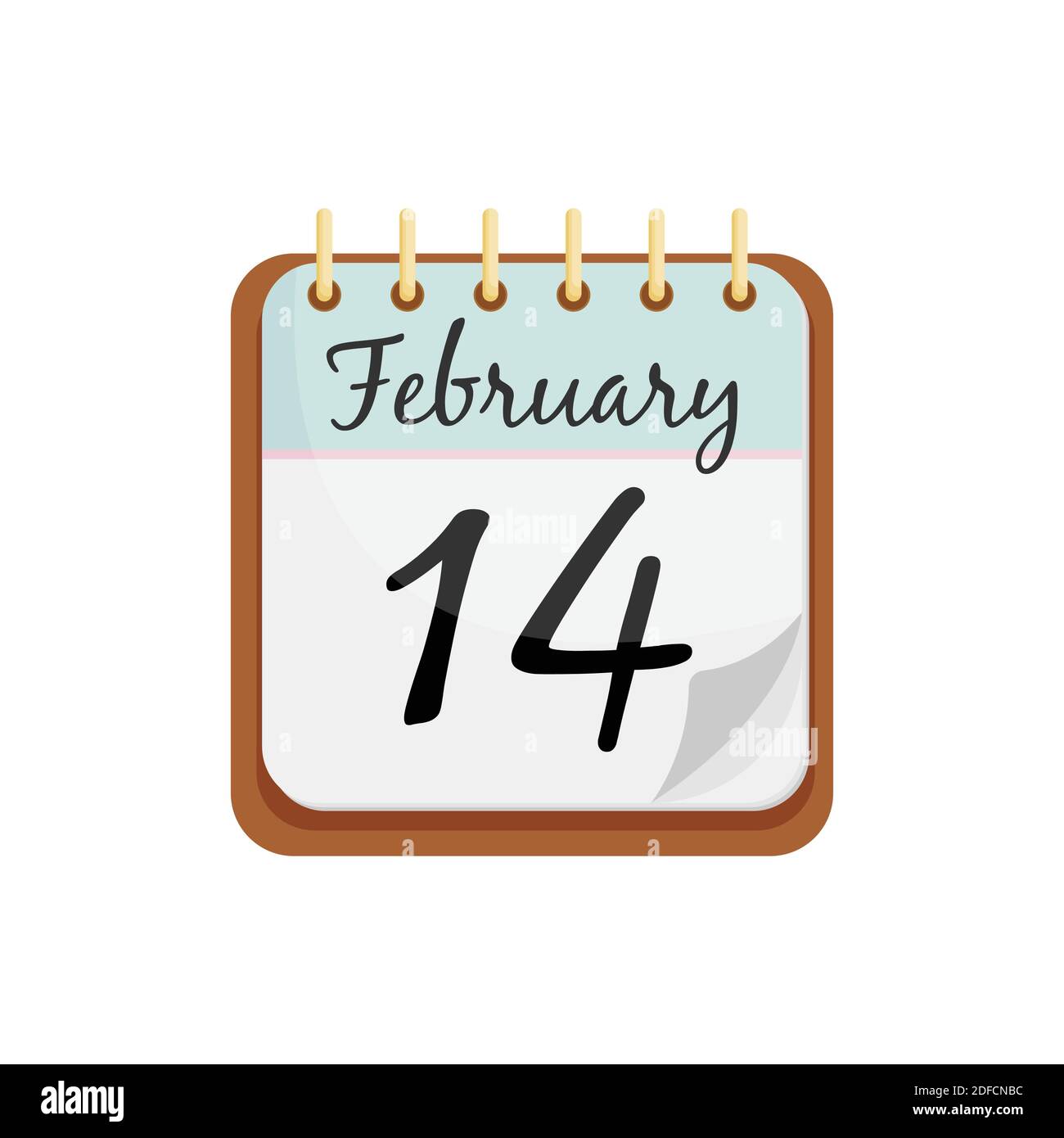 Cartoon calendar February 14th for Valentines day. Vector illustration ...