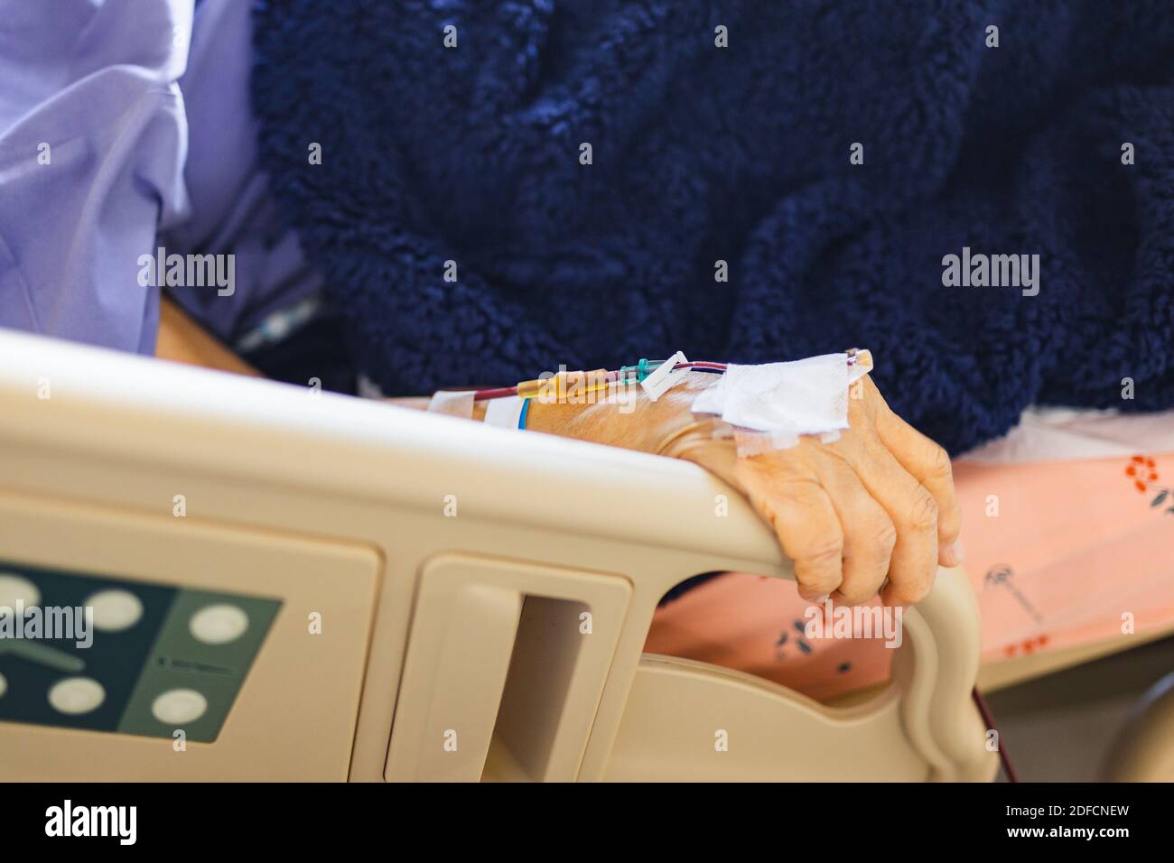 Old woman patients hand have a blood transfusion in the hospital Stock ...