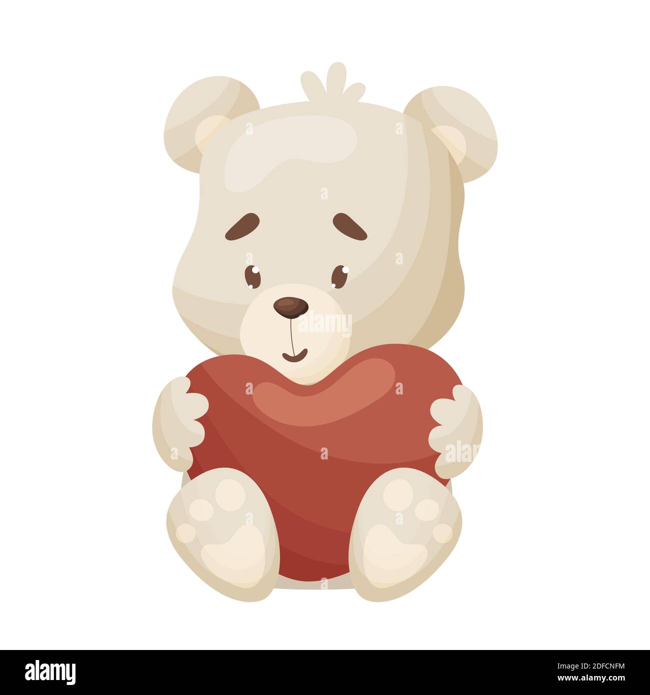 Cute cartoon Teddy bear with big heart for Valentines day. Vector ...