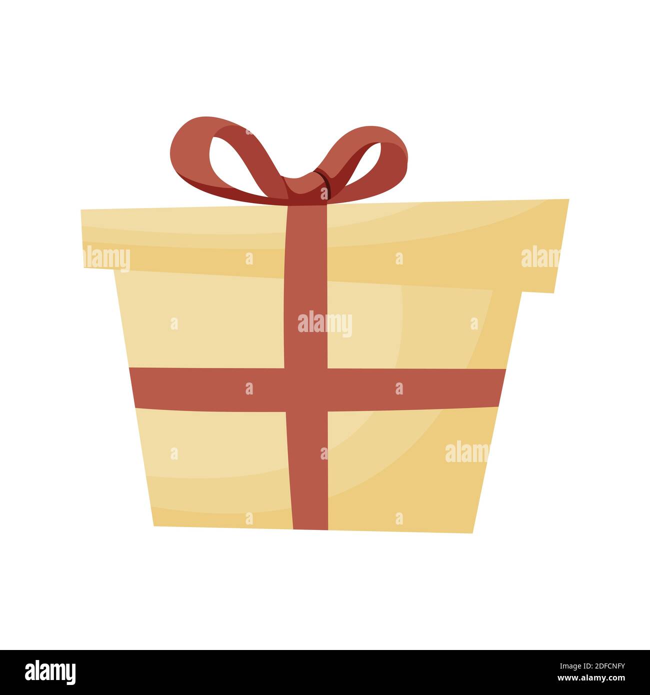 Cartoon yellow gift box with red bow for Valentine's day. Vector ...