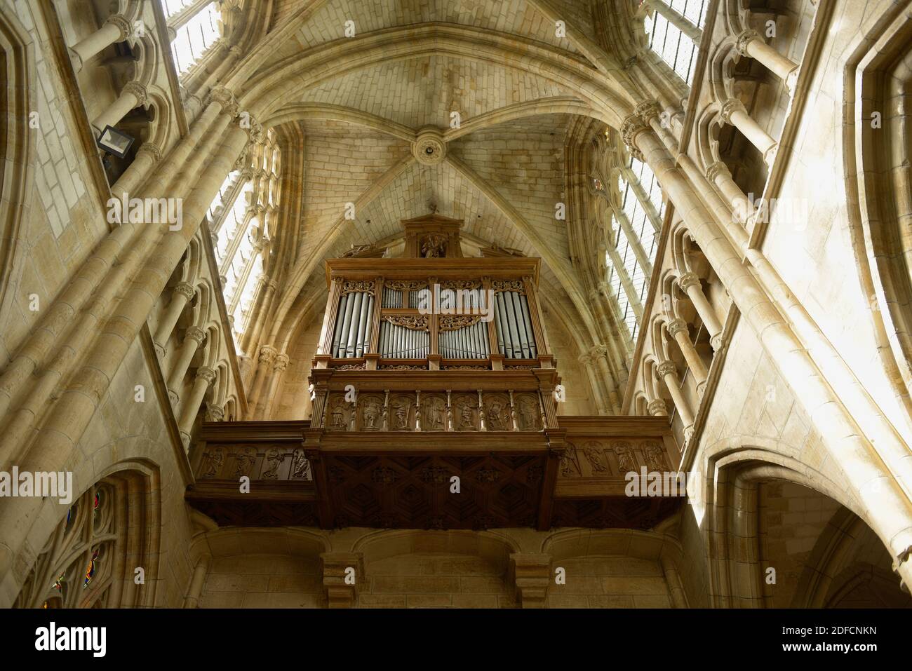 Ancient organ against ceiling in gothic basilica Stock Photo - Alamy
