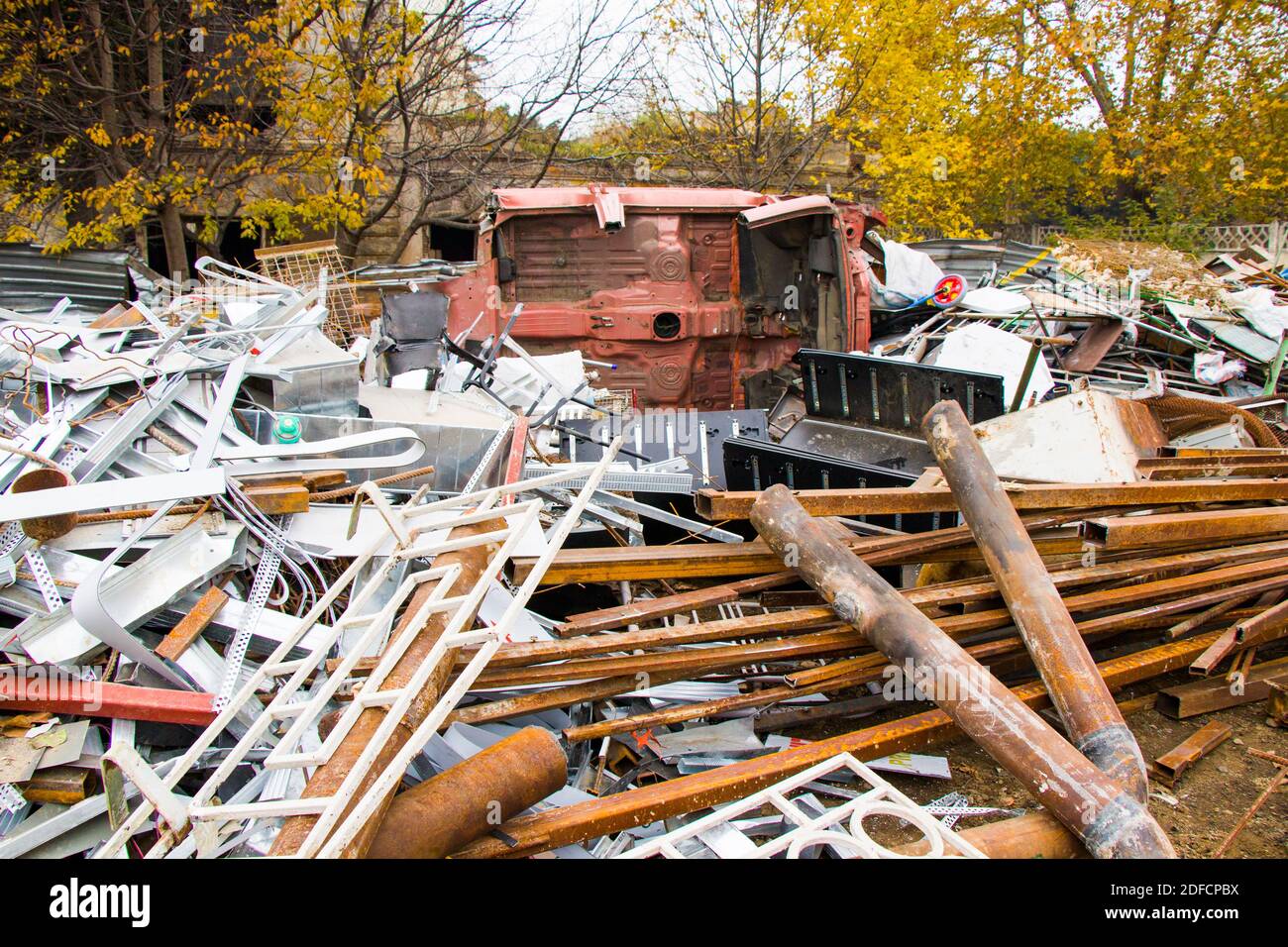 Iron material garbage close-up, pollution and used things Stock Photo ...