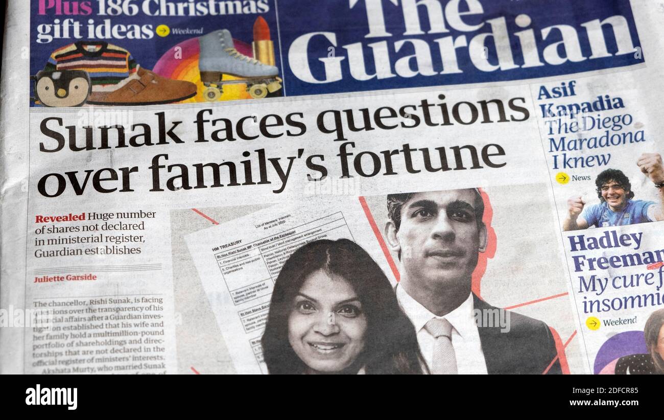 Guardian Newspaper Front Page Headline High Resolution Stock ...