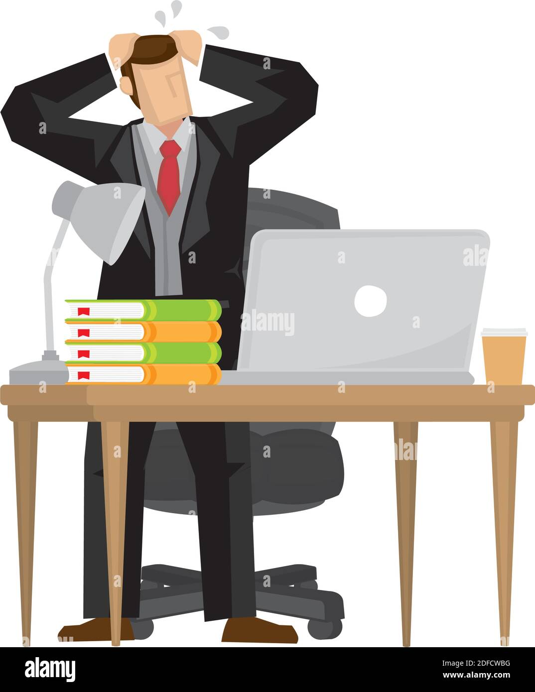 Business man in suit worry about the error in his computer at his ...