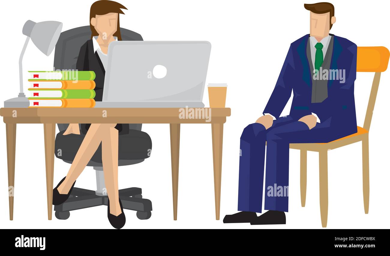Female boss interview candidate for a vacancy for her company. Concept ...