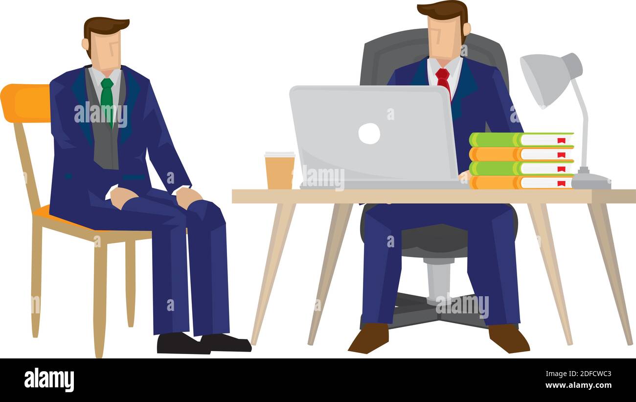 Boss interview candidate for a vacancy for his company. Concept of job ...