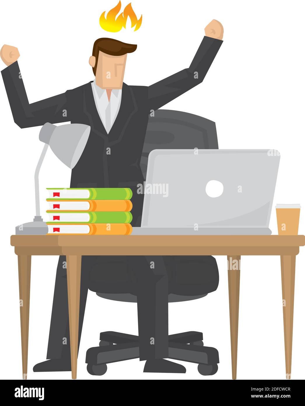Businessman Angry With His Computer In His Office Desk Concept Of