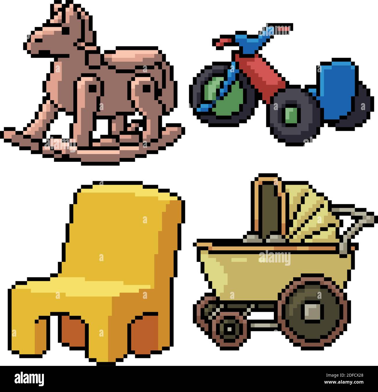 pixel art set isolated baby toy Stock Vector Image & Art - Alamy