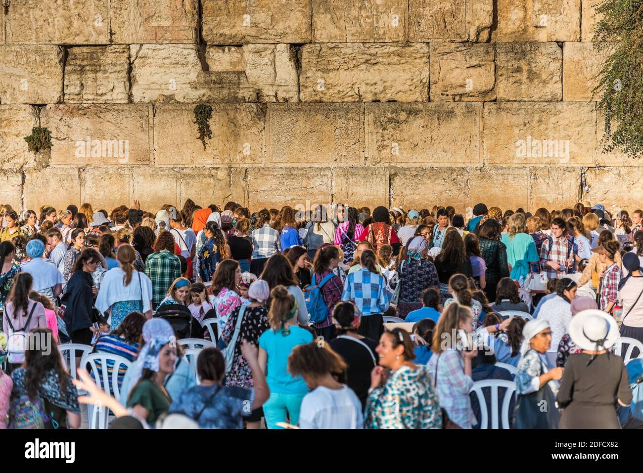 Lots of female Jewish at The Western Wall, Wailing Wall, or Buraq Wall ...
