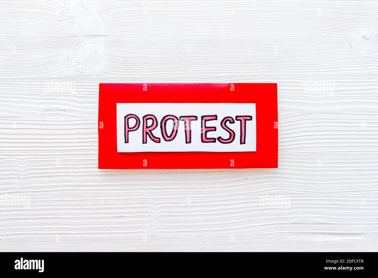 Protest sign concept. Word Protest on paper banner, top view Stock ...