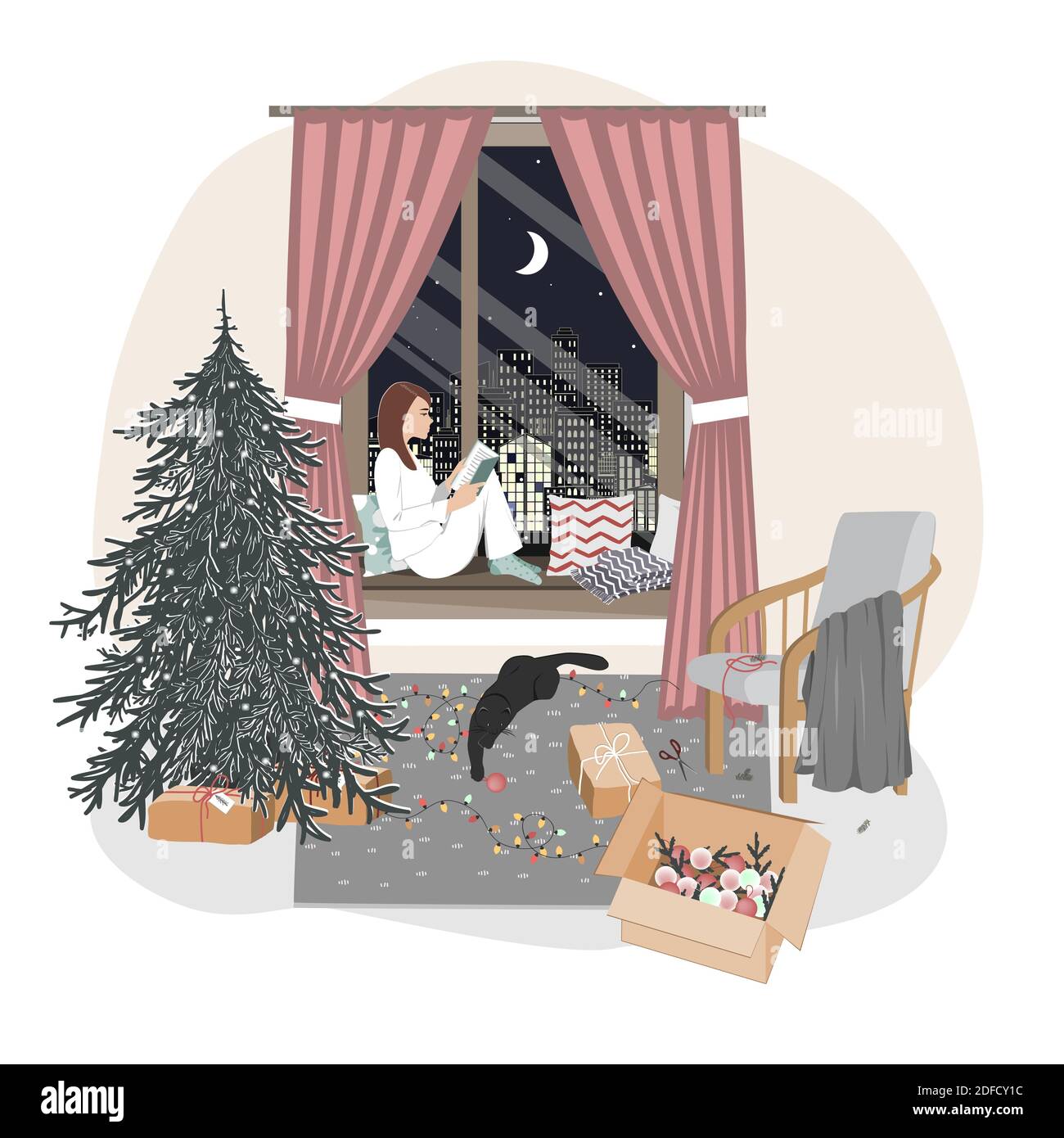 Relaxed cat on white Stock Vector Images - Alamy