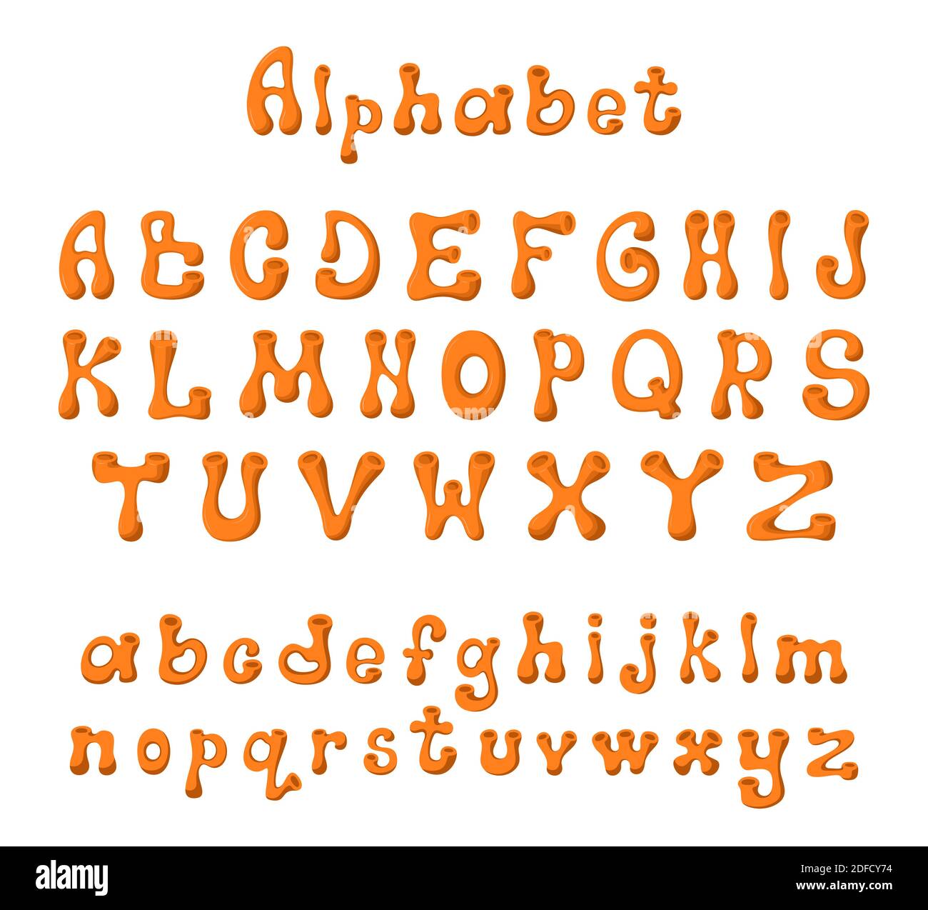 Cute kids alphabet. Volumetric orange letters Vector Stock Vector Image ...