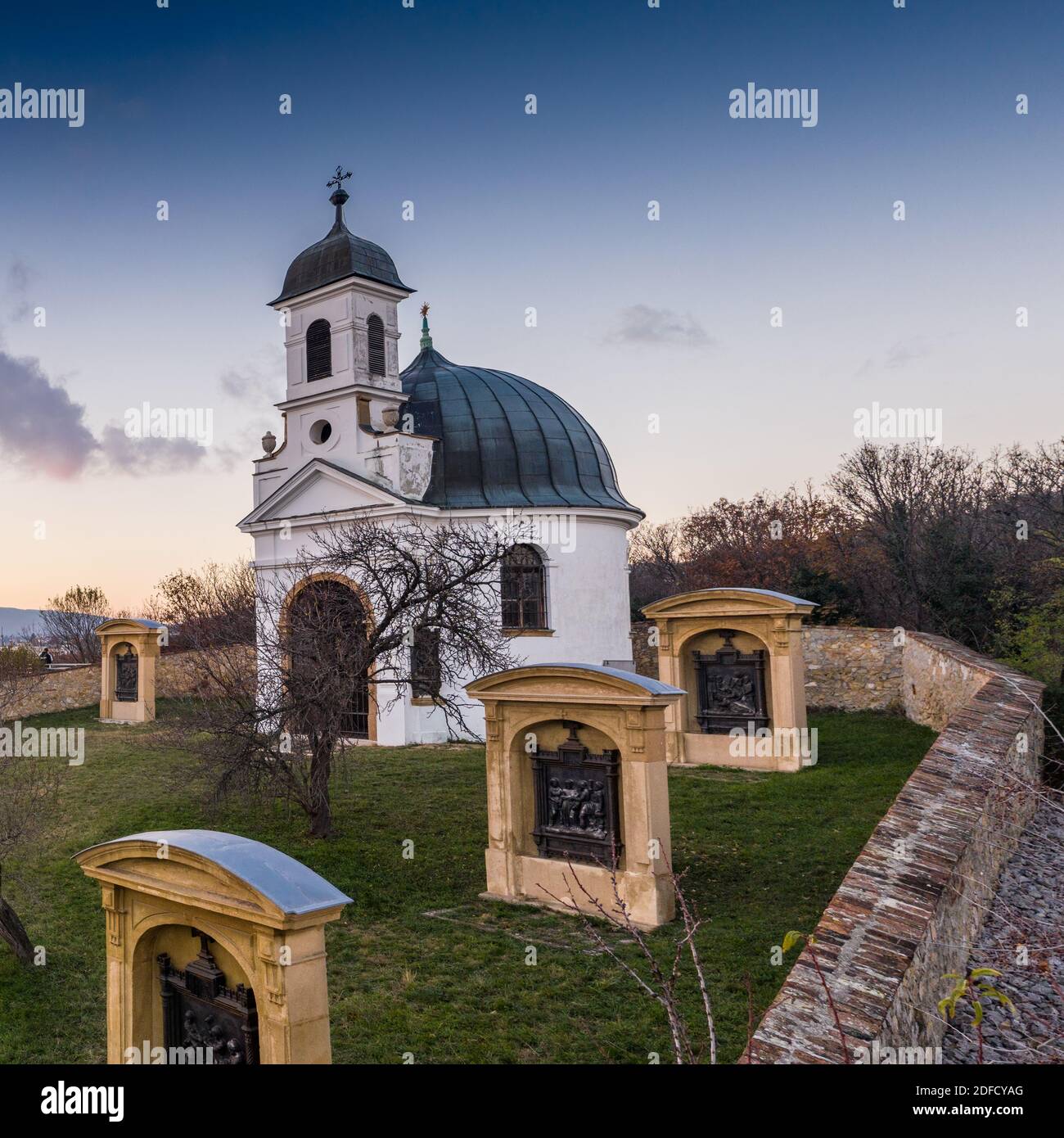 Drone photo of small chapel in Pecs, Hungary Stock Photo - Alamy