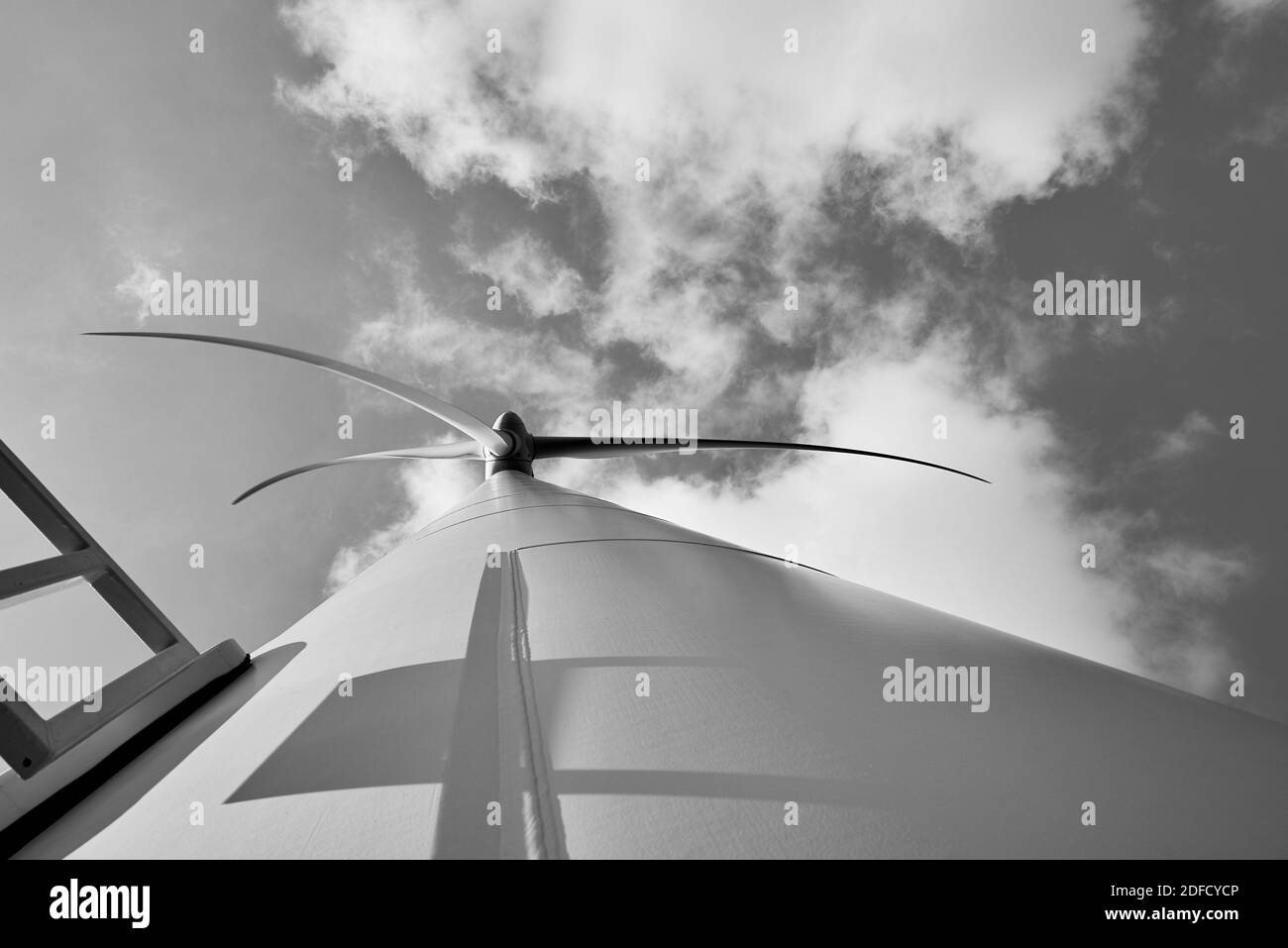 Old windmill with clear blue sky Black and White Stock Photos & Images ...