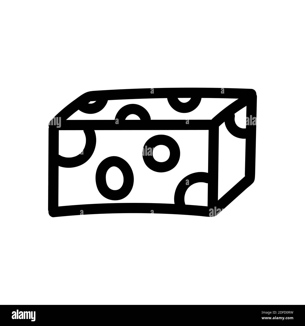 Hand drawn doodle gift box. Square Christmas present with large dots ...