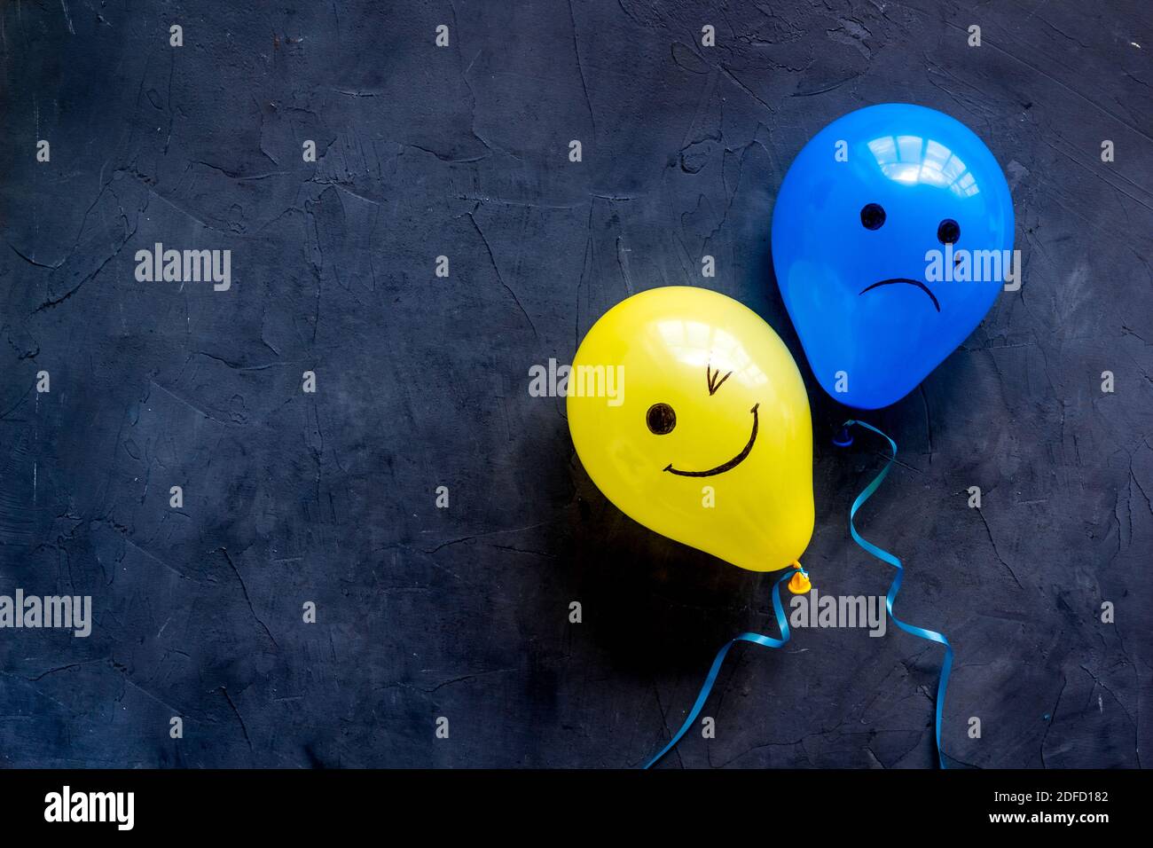 Positive and negative emotions background. Sad and happy faces on ...