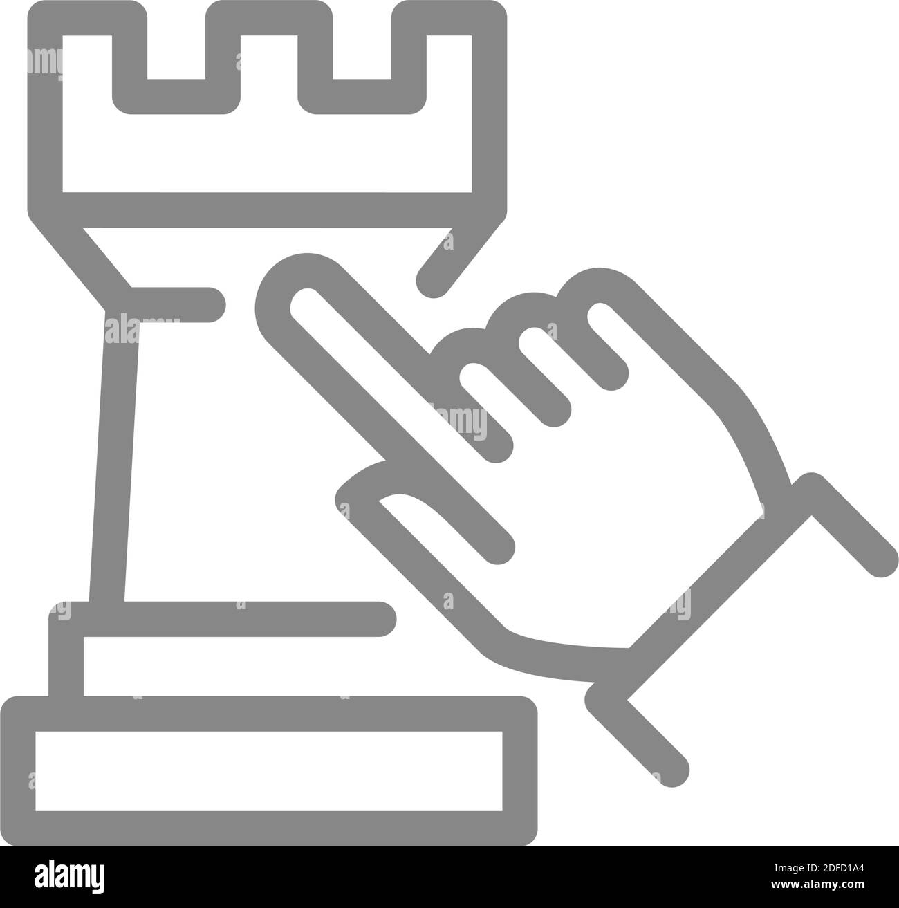 Human chooses a rook chess line icon. Board game, table entertainment ...