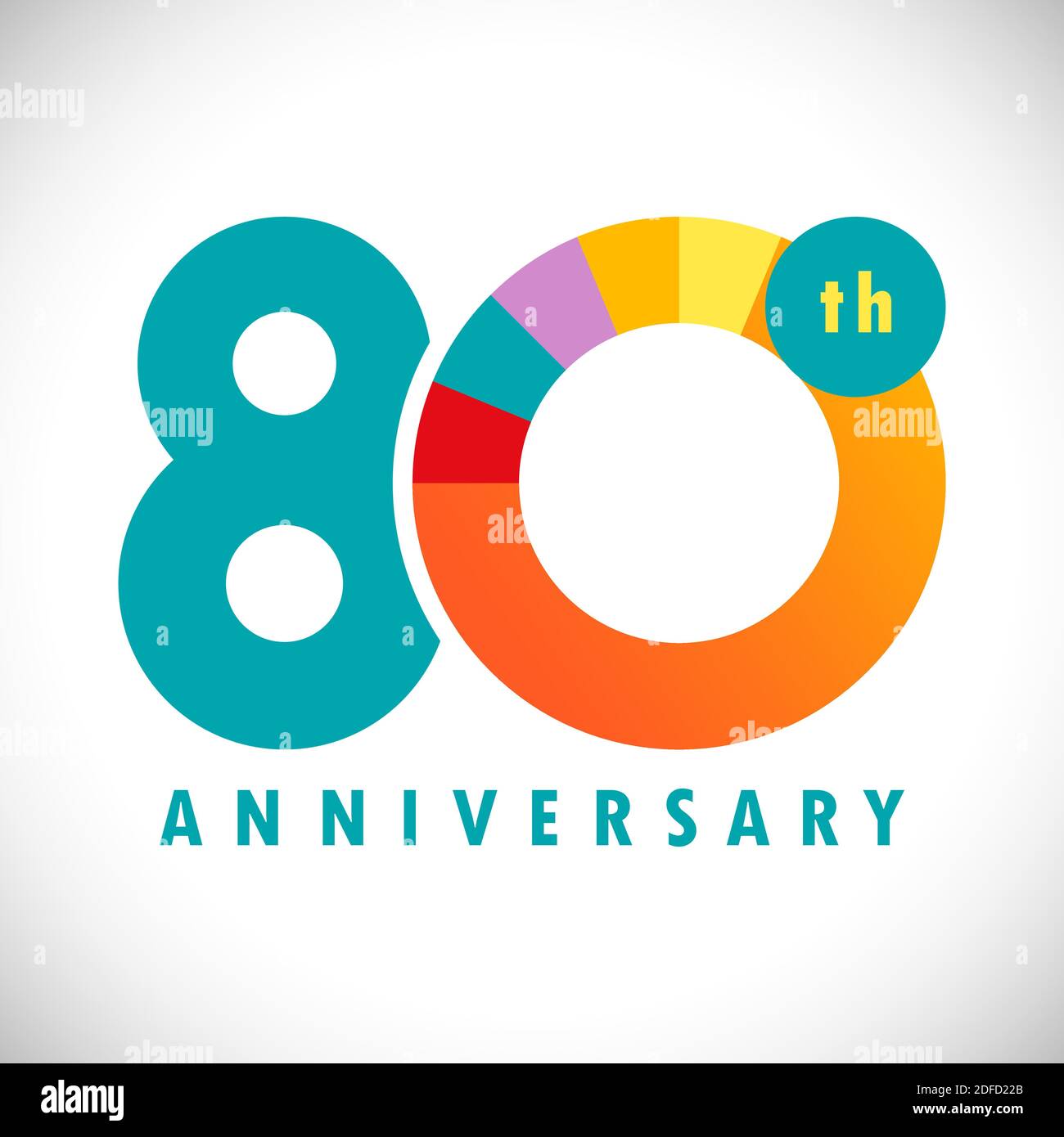 80 th anniversary numbers. 80 years old coloured congrats. Cute ...